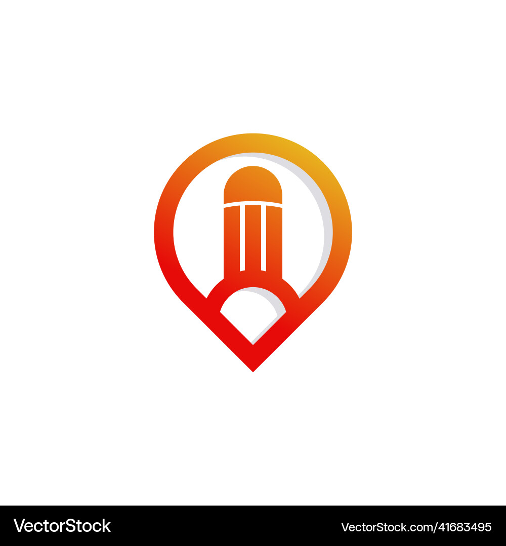 Creative pin location logo pencil combined Vector Image