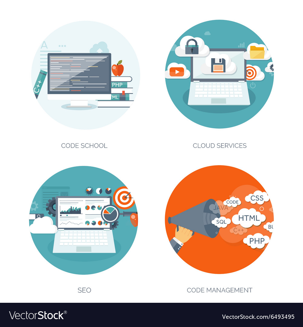 Flat background coding Royalty Free Vector Image