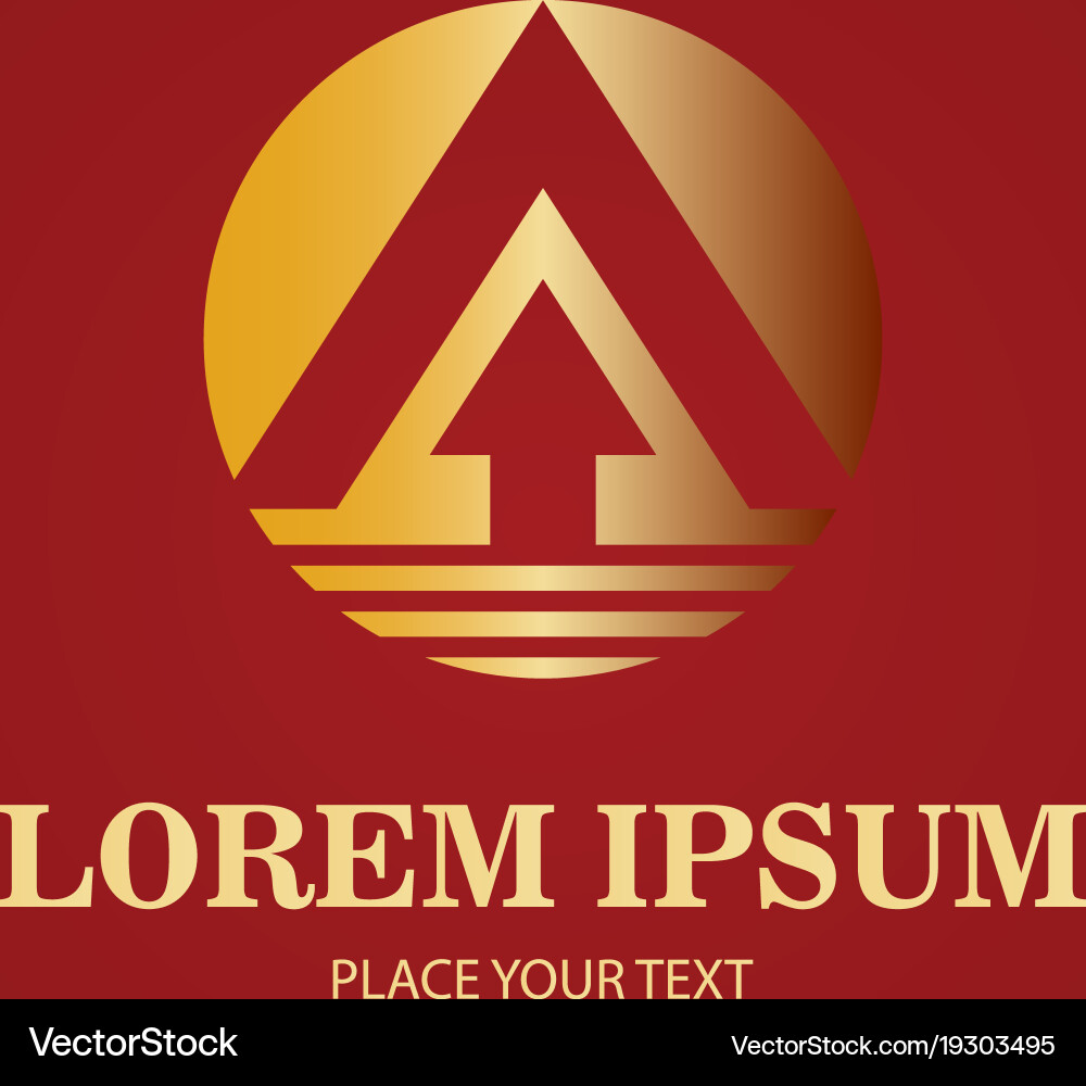 Gold arrow up round logo Royalty Free Vector Image