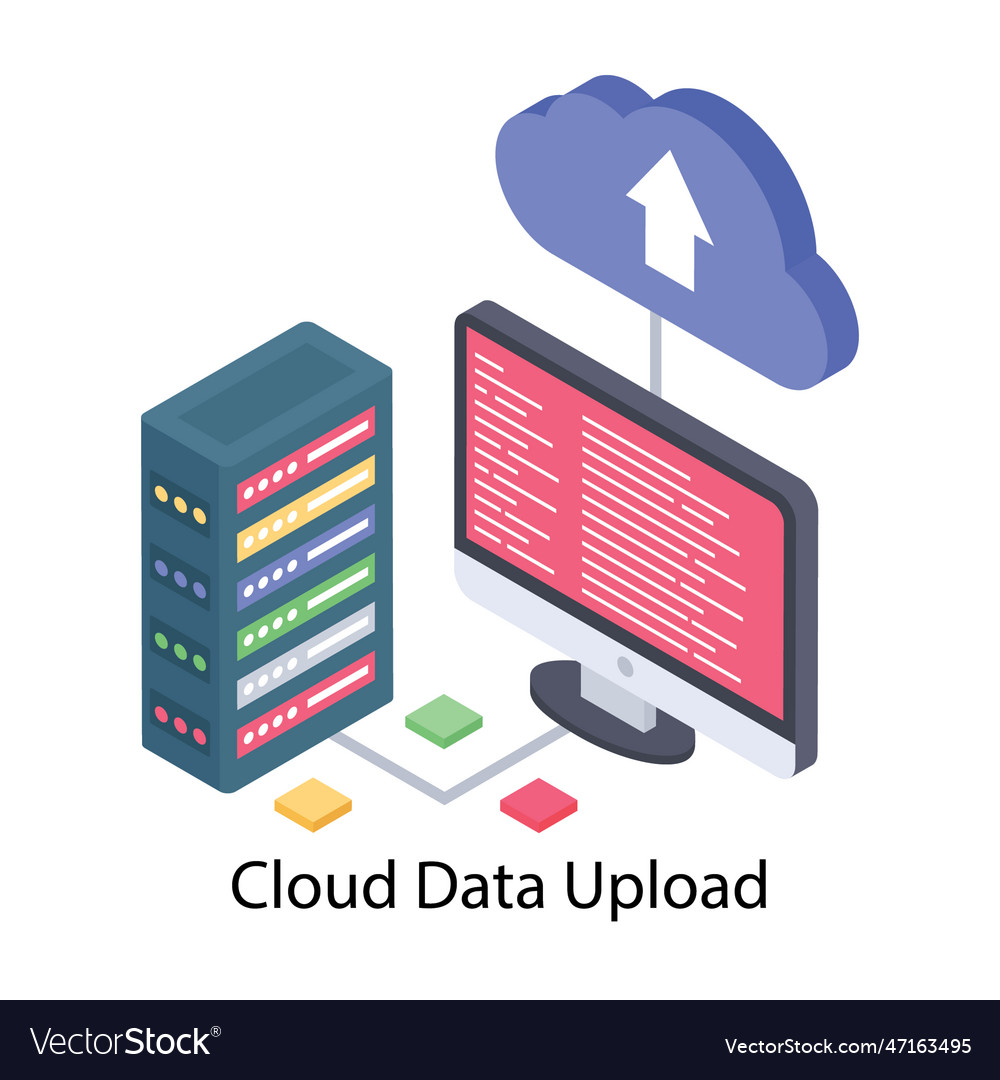 Icon of cloud data upload in isometric design Vector Image