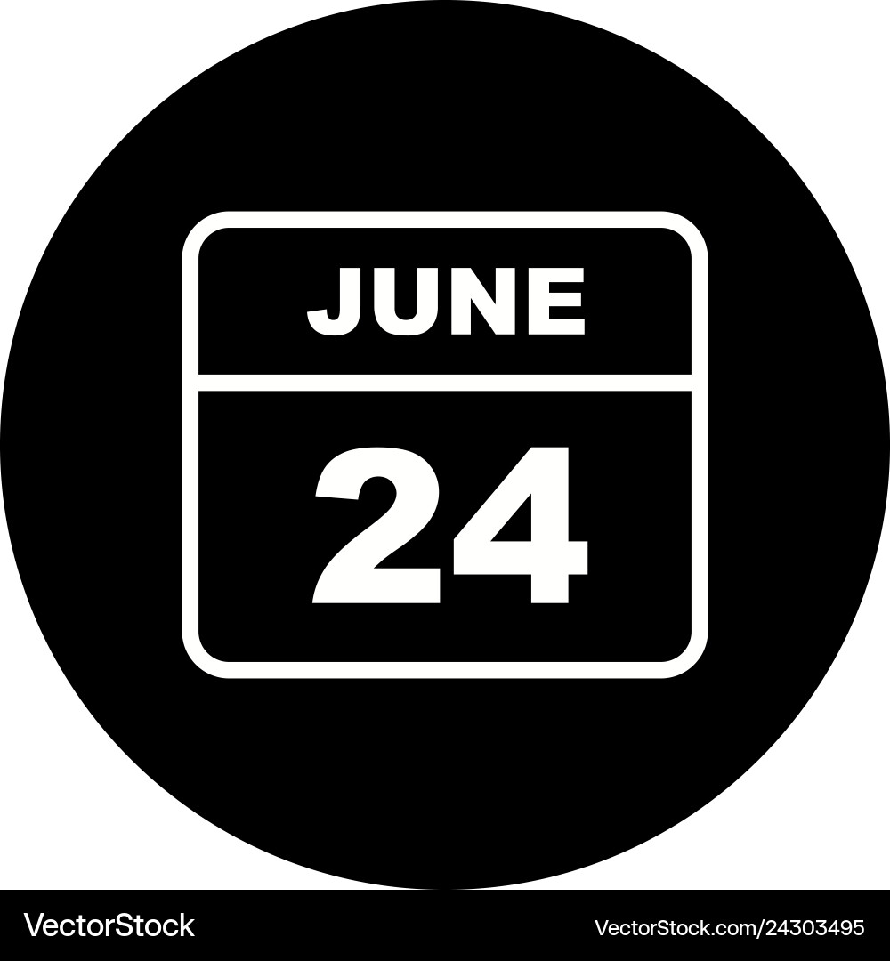 June 24th date on a single day calendar Royalty Free Vector
