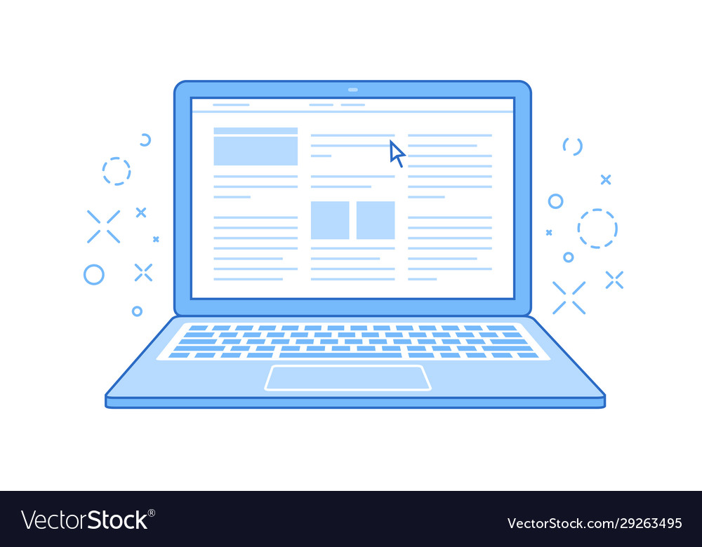 Laptop working on computer flat Royalty Free Vector Image