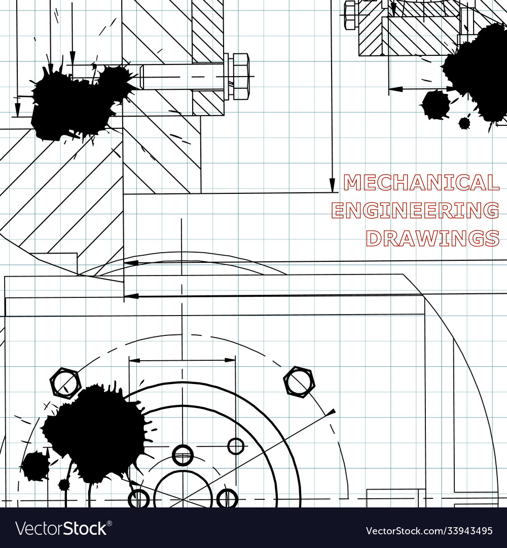 Mechanical engineering drawings draft Royalty Free Vector