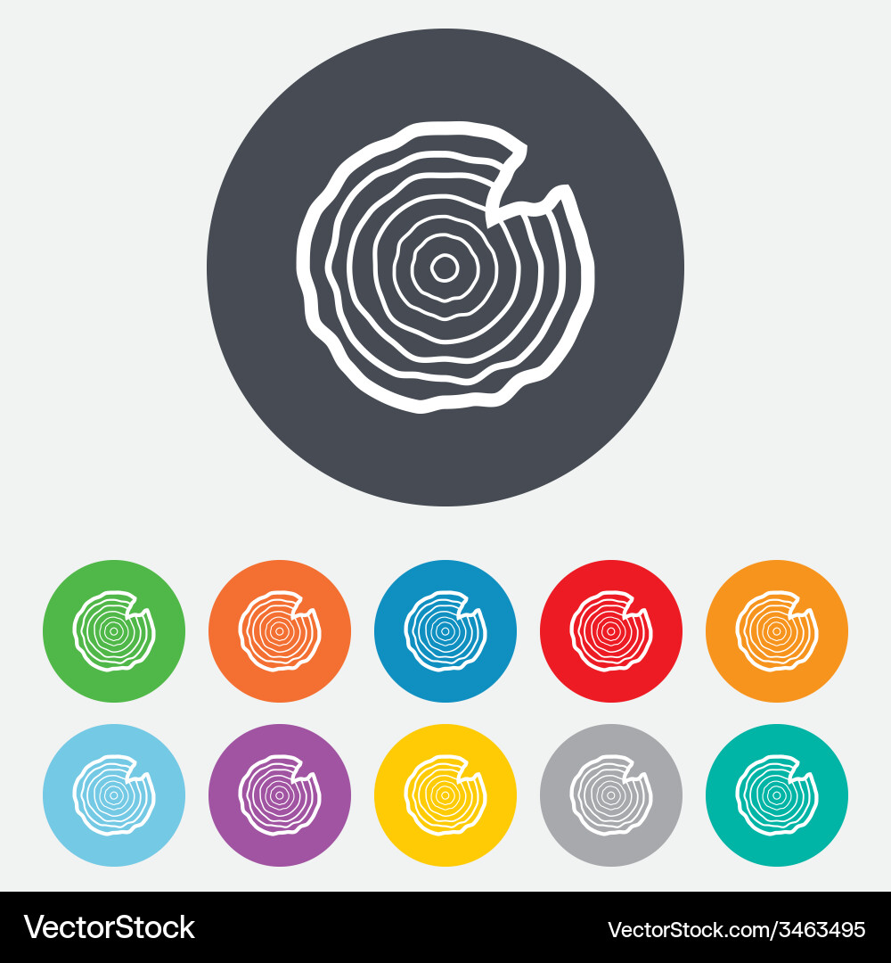 Wood sign icon tree growth rings Royalty Free Vector Image