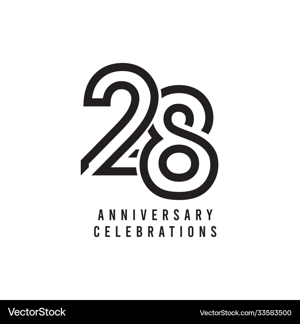 28 years anniversary celebration template design Vector Image