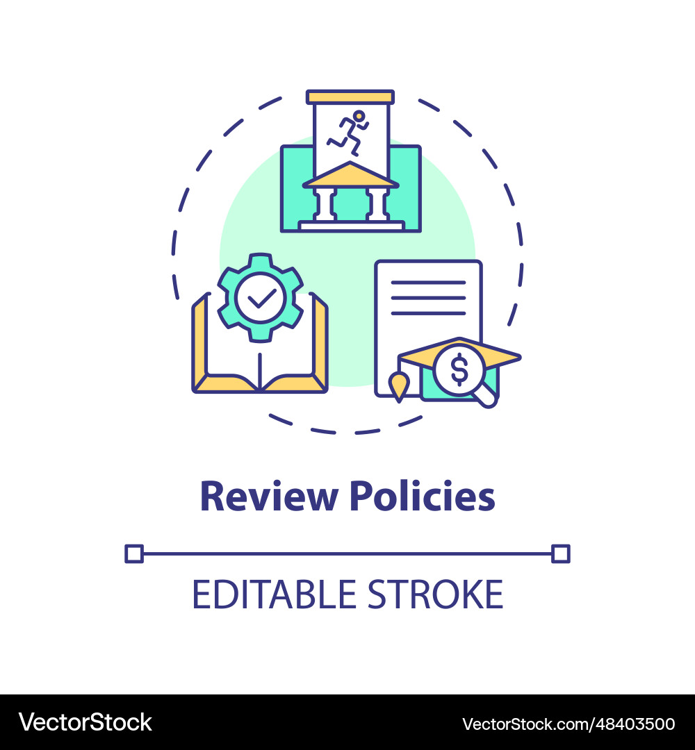 2d customizable review policies line icon concept Vector Image