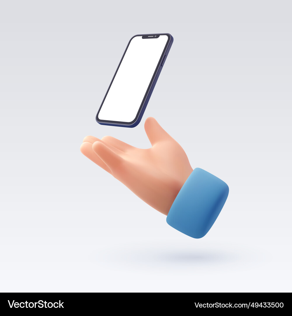 3d human hand receive smartphone mockup mobile Vector Image