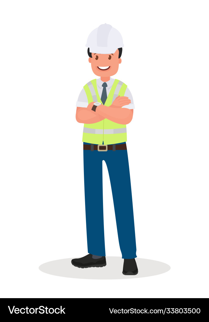 An engineer man wearing a hard hat and a Vector Image