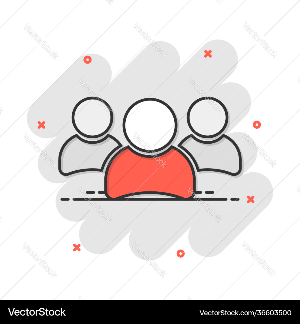 Cartoon group people icon in comic style Vector Image