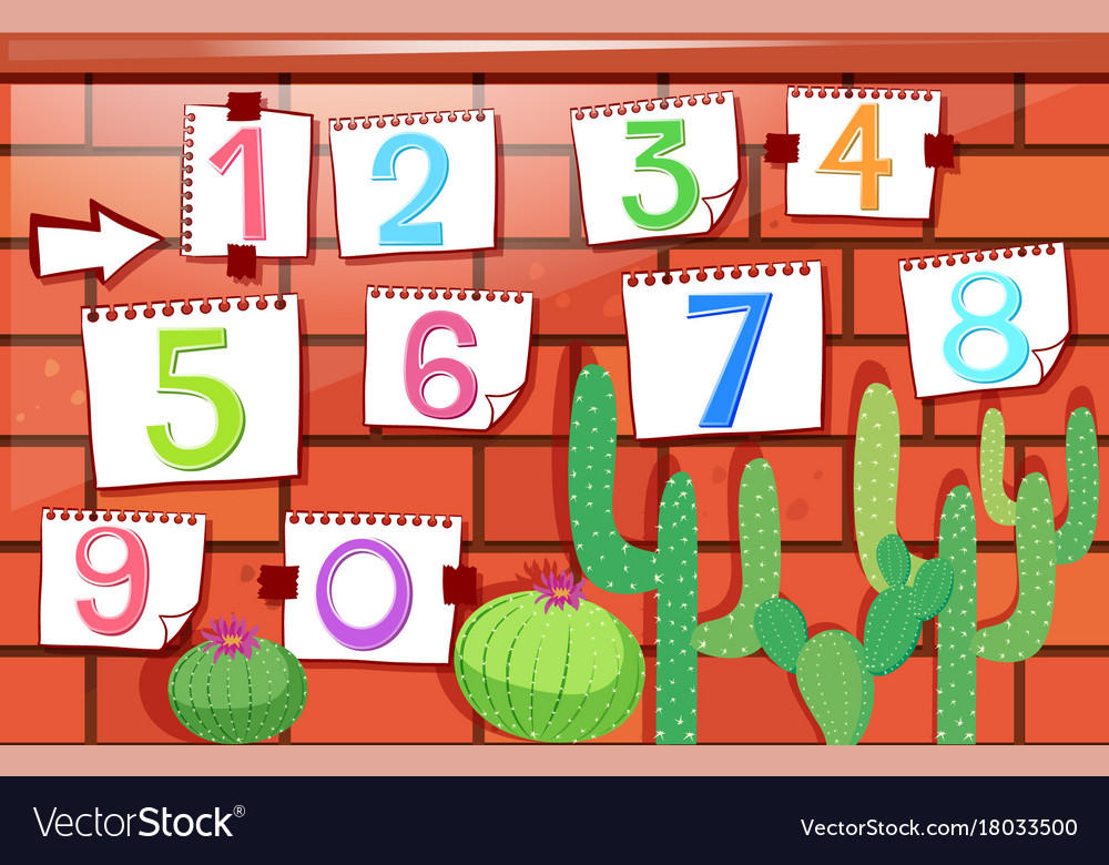 Counting numbers on the brickwall Royalty Free Vector Image