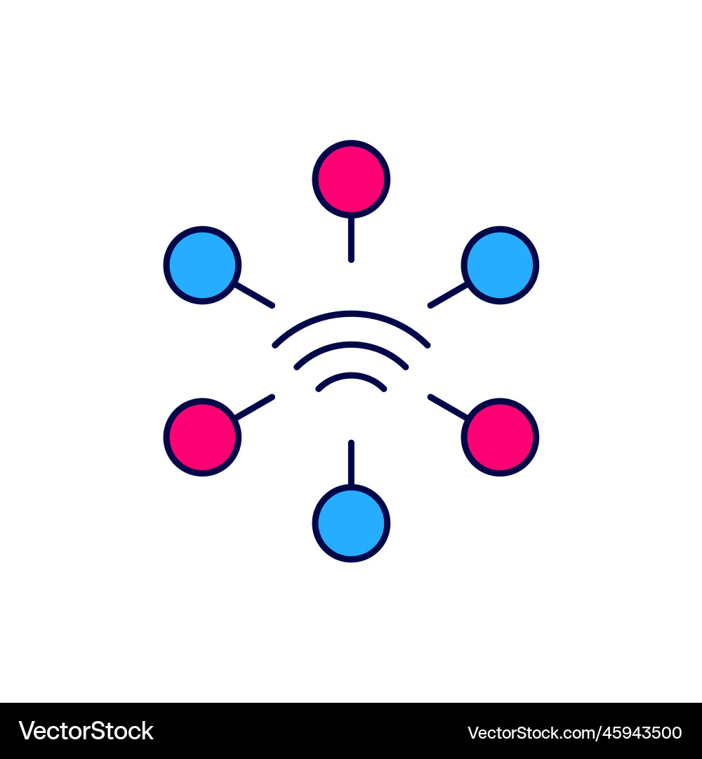 Filled outline network icon isolated on white Vector Image