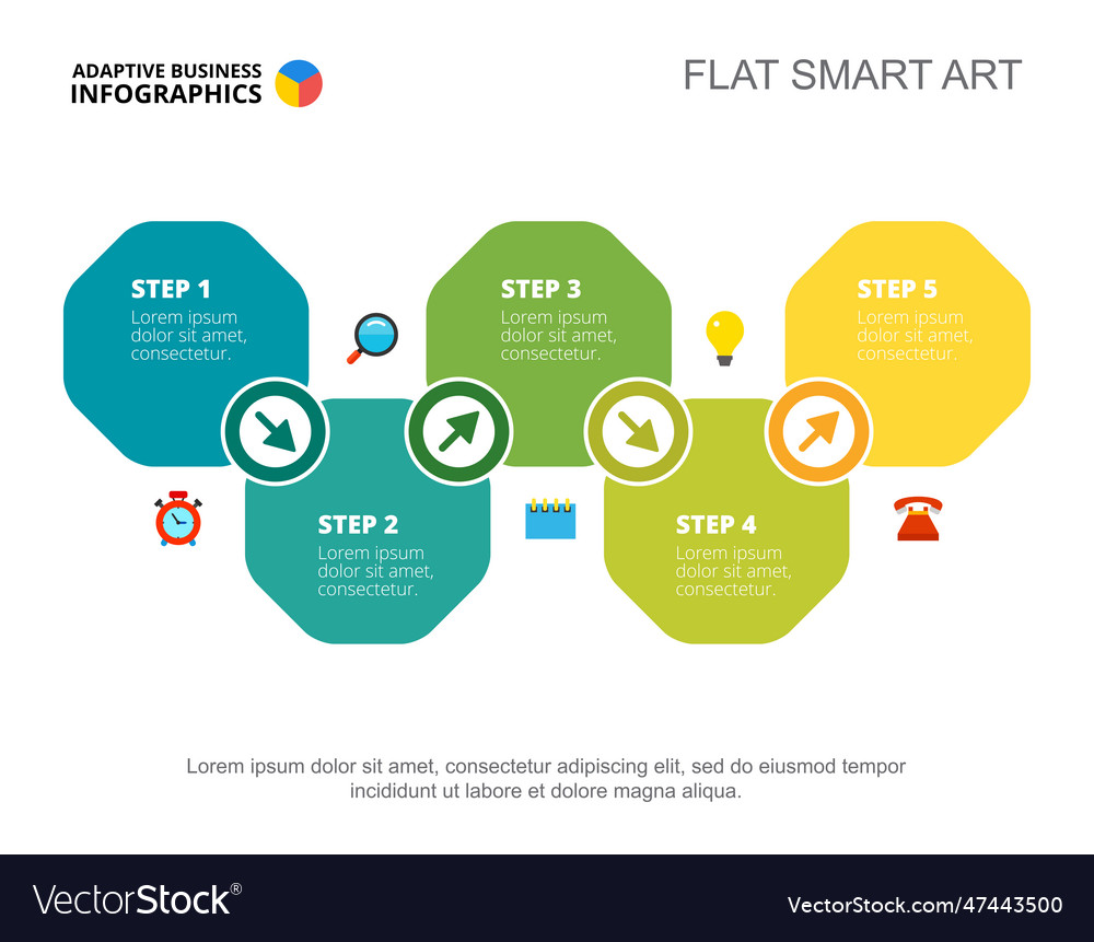 Five steps development slide template Royalty Free Vector