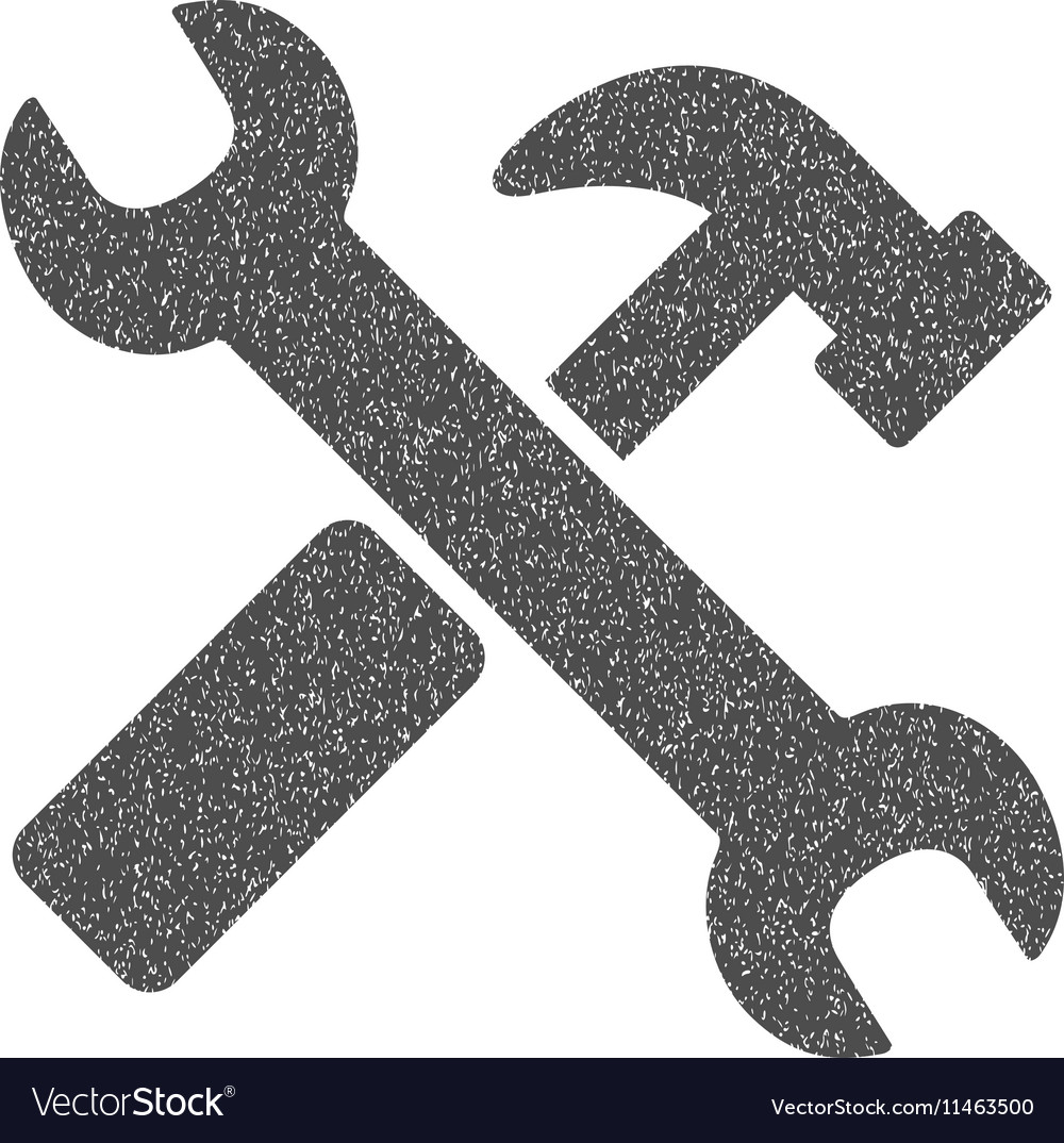 Hammer and wrench grainy texture icon Royalty Free Vector Hammer and wrench grainy texture icon Royalty Free Vector