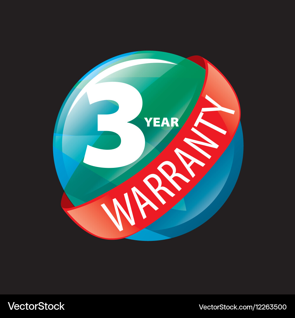 Logo 3 years warranty Royalty Free Vector Image
