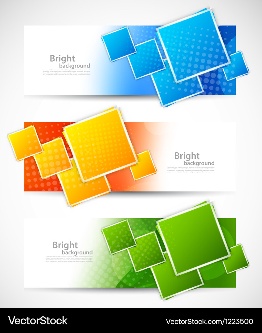 Set of banners with squares Royalty Free Vector Image
