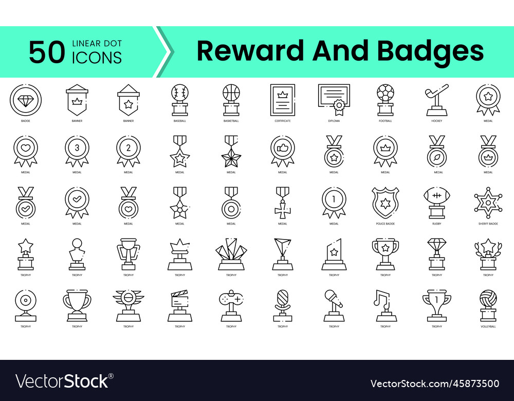 Set of reward and badges icons line art style Vector Image