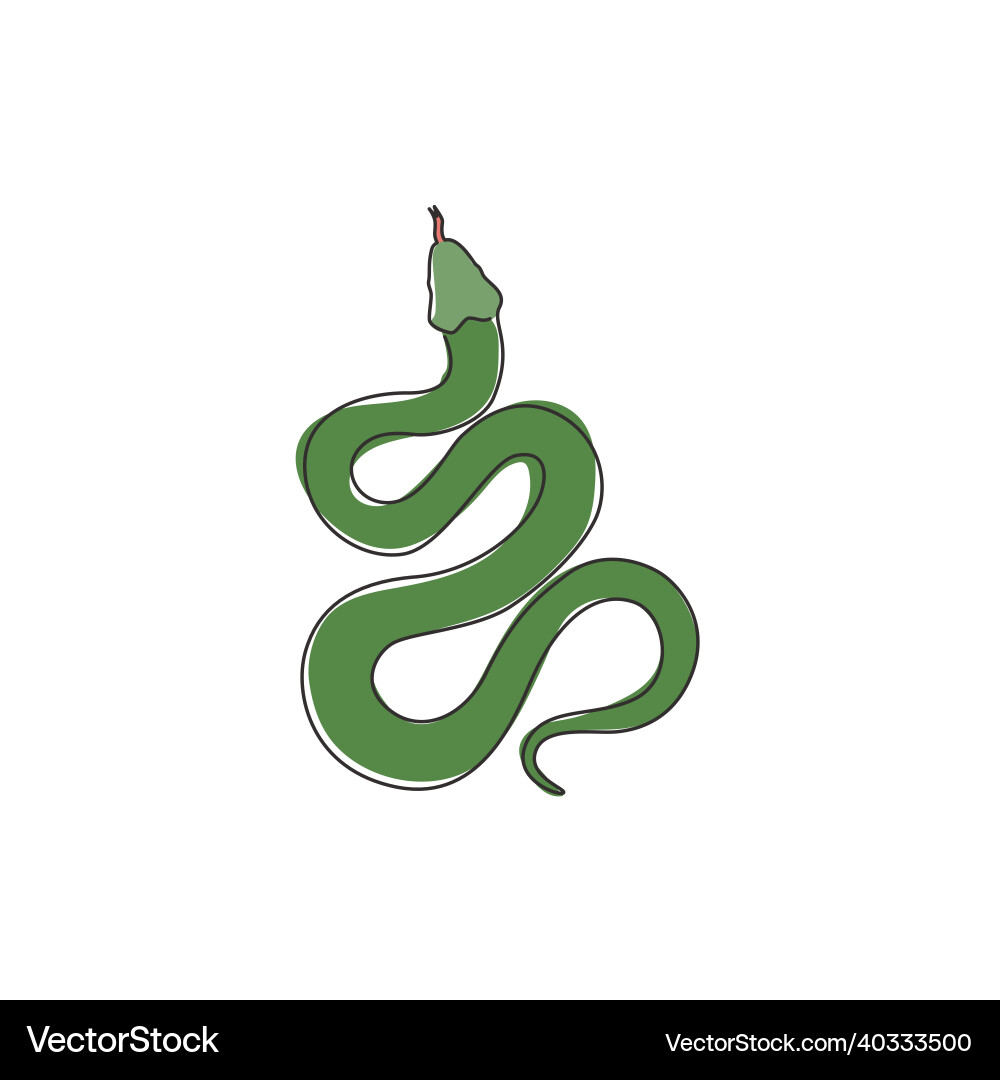 Single continuous line drawing of venomous snake Vector Image