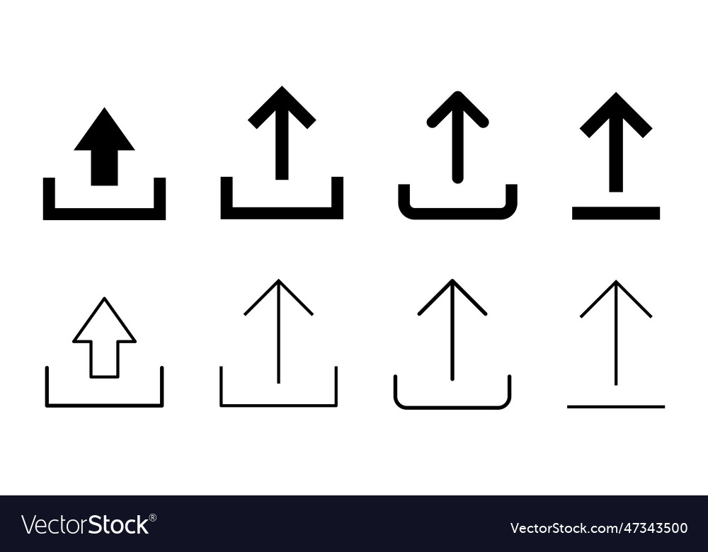 Upload icon set load data symbol Royalty Free Vector Image
