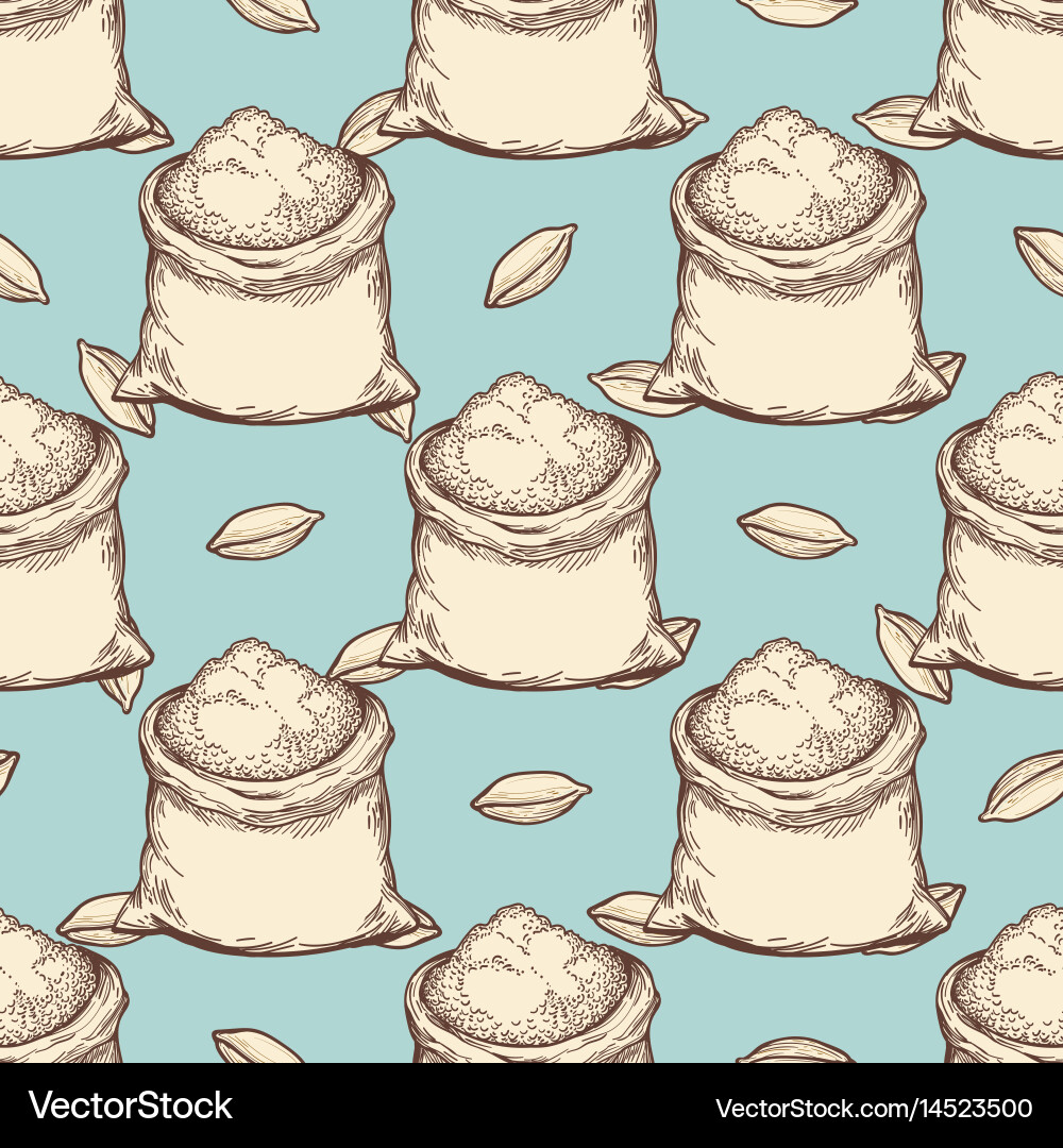 Vintage wheat flour bags seamless pattern Vector Image