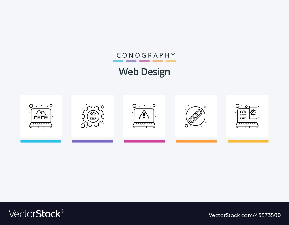 Web design line 5 icon pack including design Vector Image