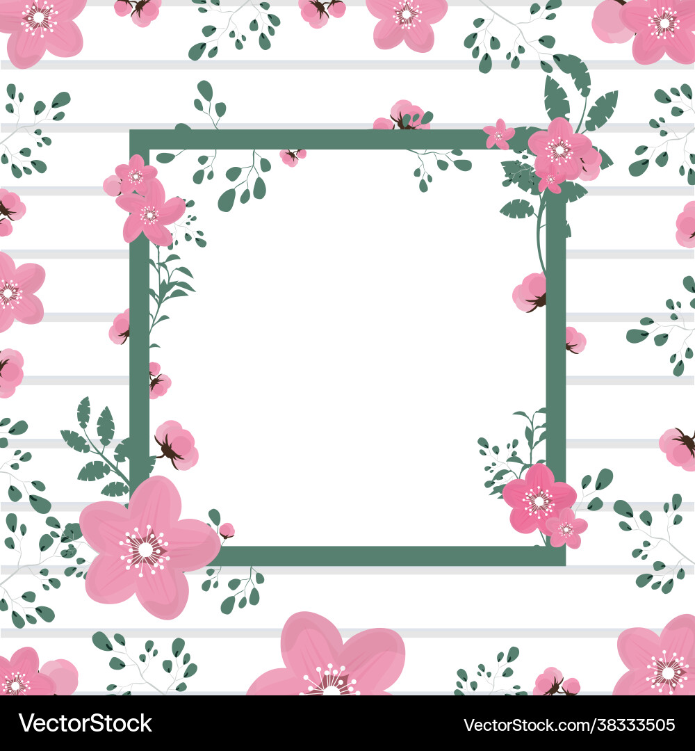 Background with flowers and leaves square Vector Image