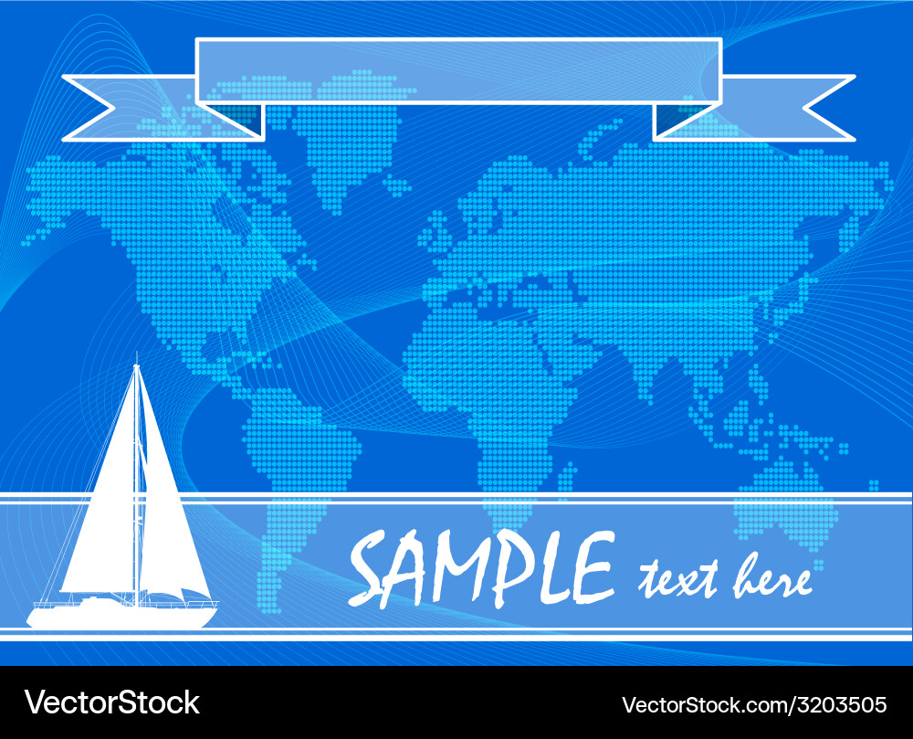 Blue travel background with yacht Royalty Free Vector Image