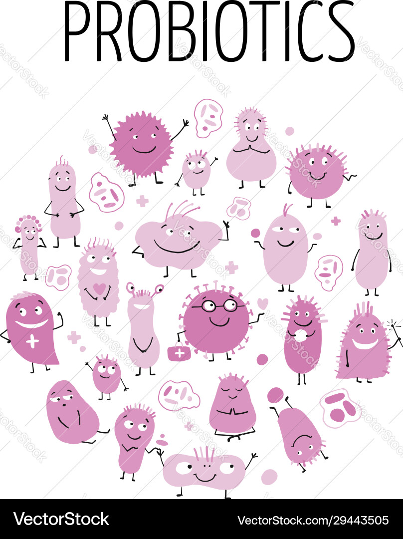 Funny and scary bacteria characters isolated Vector Image