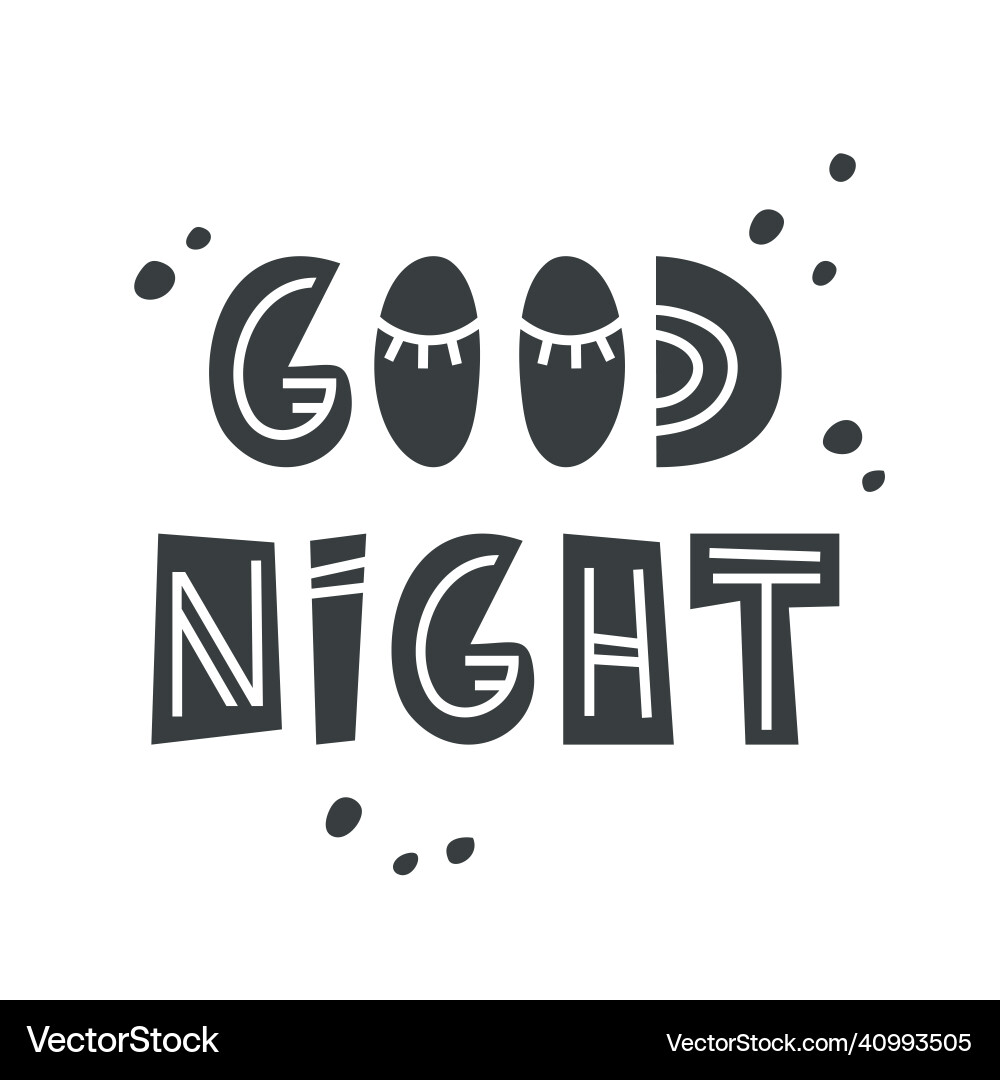 Good night lettering with abstract drops black Vector Image