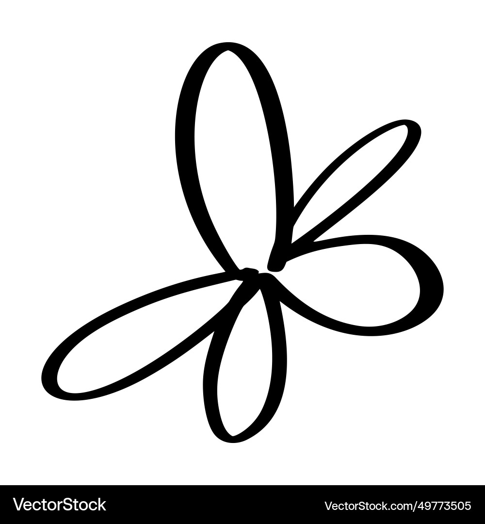 Hand drawn flower icon simple black outline Vector Image