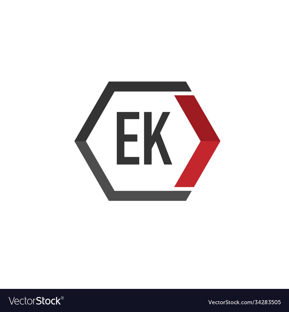 Initial letter ek linked hexagon monogram logo Vector Image