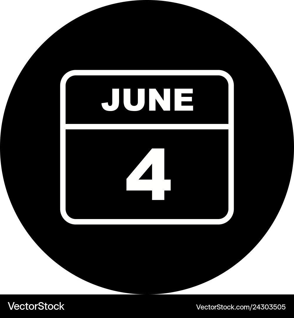 June 4th date on a single day calendar Royalty Free Vector