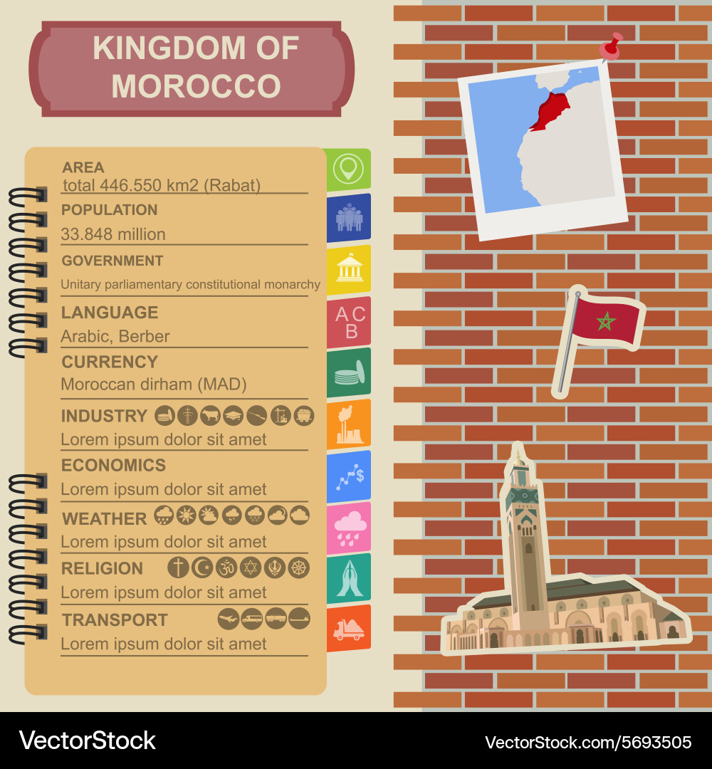Kingdom of morocco infographics statistical data Vector Image