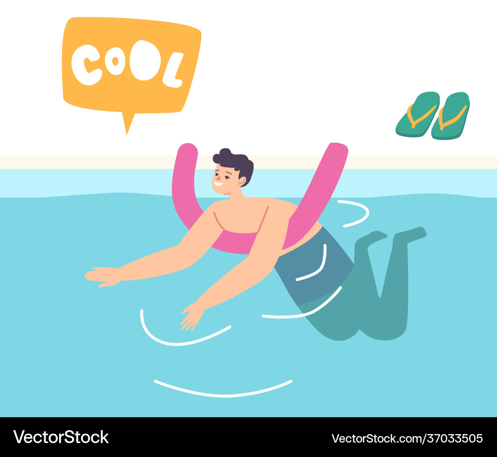 Little boy learning to swim floating on bar Vector Image