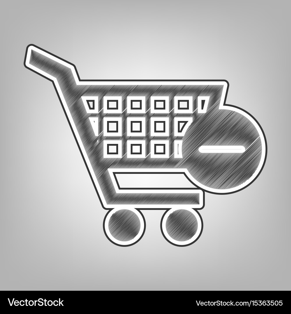 Shopping cart with remove sign Royalty Free Vector Image