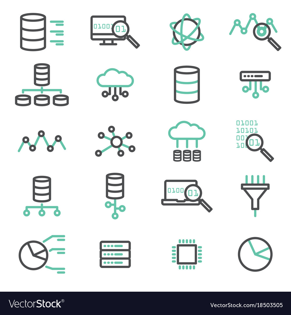 Simple set of big data database cloud computing Vector Image