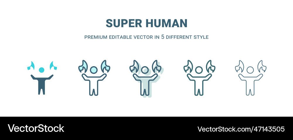 Super human icon in 5 different style outline Vector Image