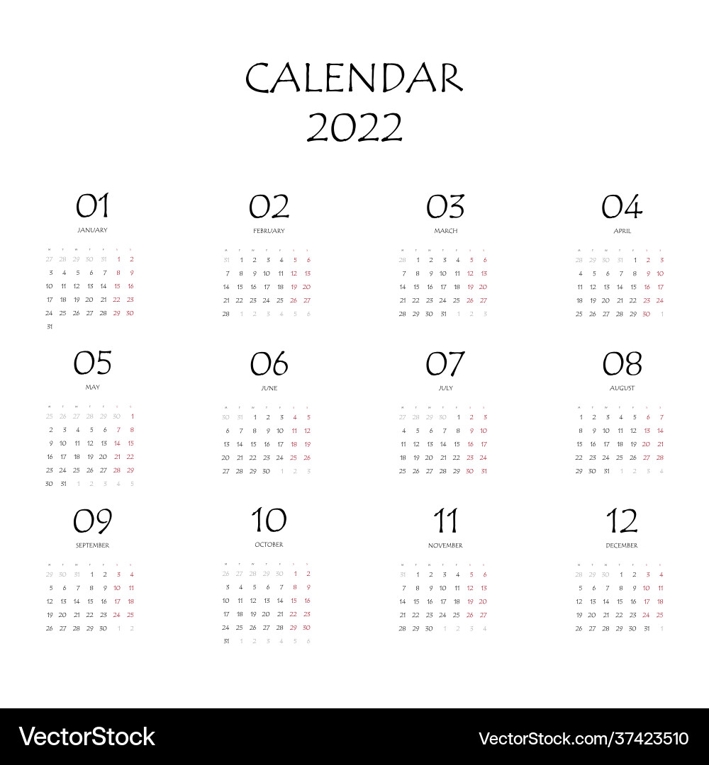 2022 calendar planner corporate week template Vector Image