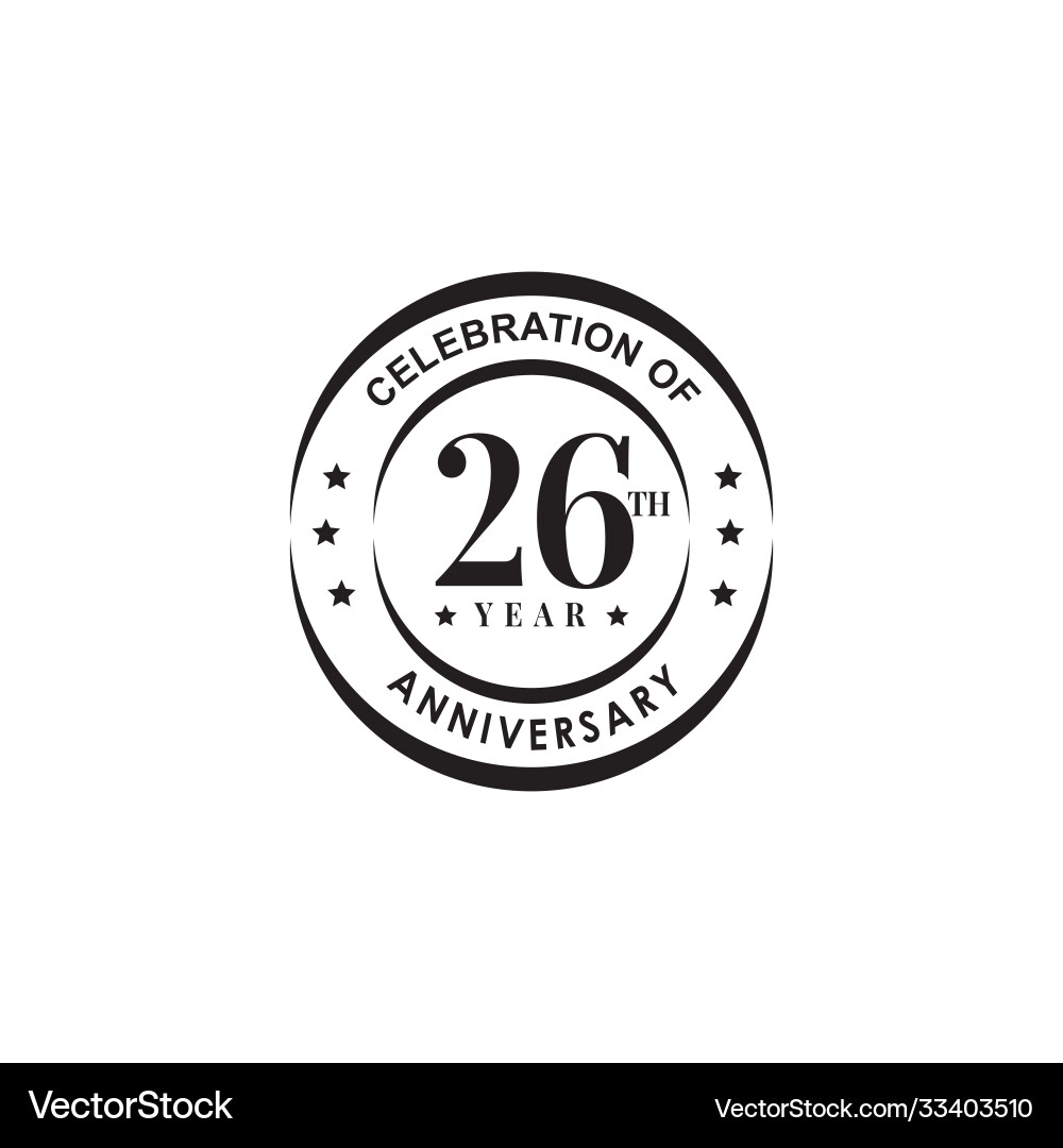 26th year anniversary emblem logo design template Vector Image