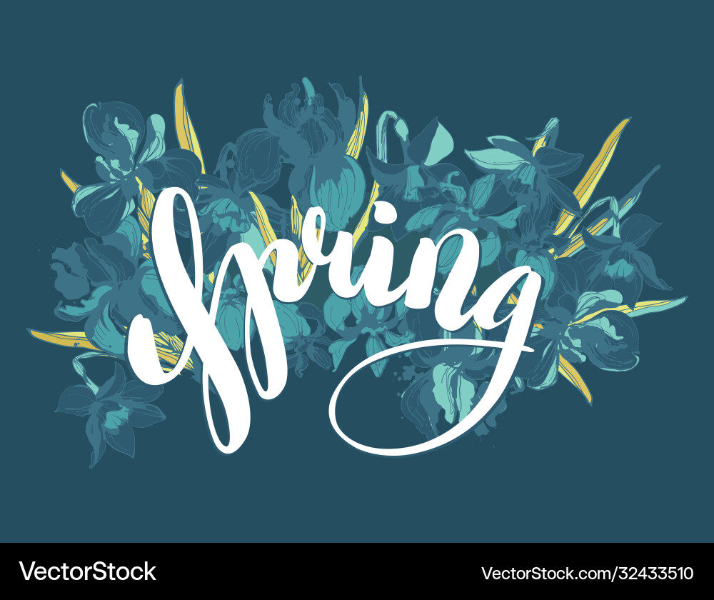 Beautiful lettering spring hand drawn floral Vector Image