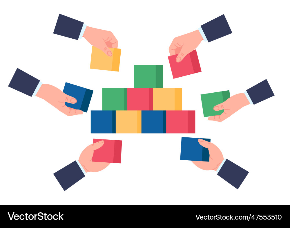 Creating business team hands with dice build Vector Image
