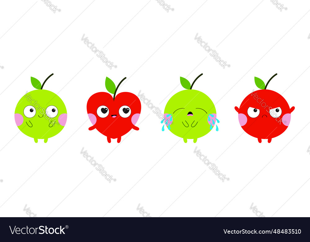 Emoji apple icon set emoticon cute cartoon kawaii Vector Image