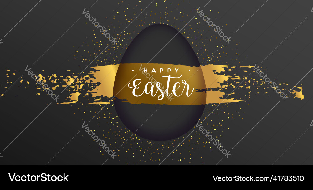 Happy easter gold glitter paper cut egg card Vector Image