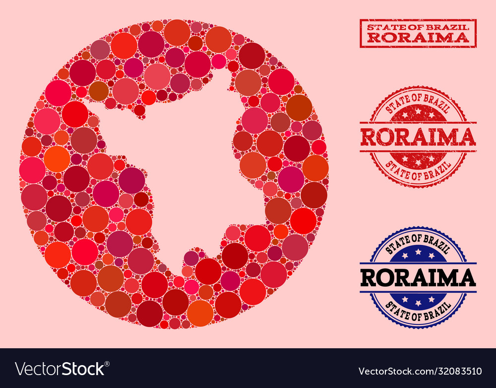 Hole circle map roraima state mosaic Royalty Free Vector