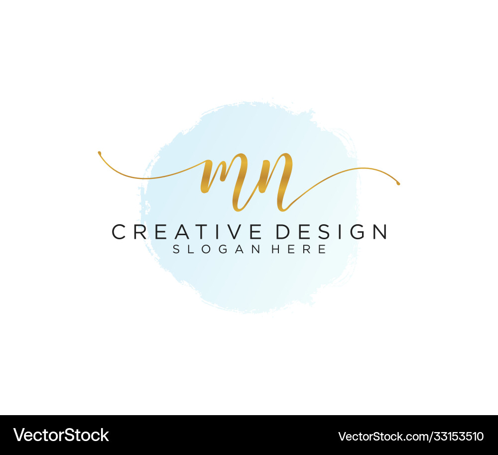 Initial mn handwriting logo with watercolor Vector Image