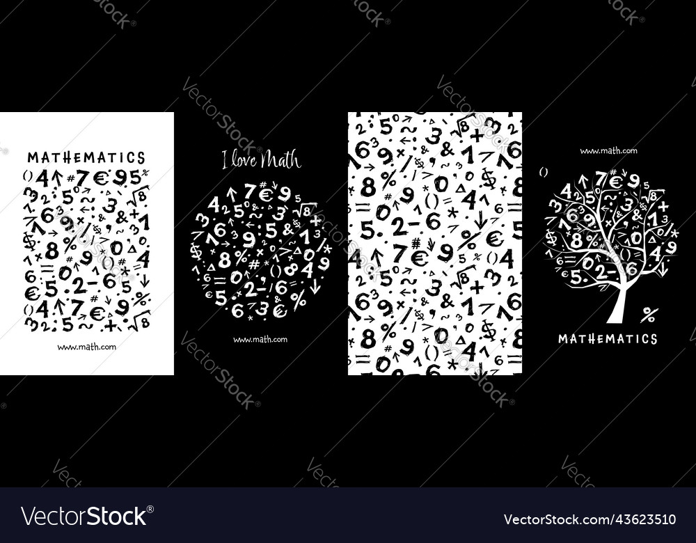 Math concept art collection frame pattern tree Vector Image