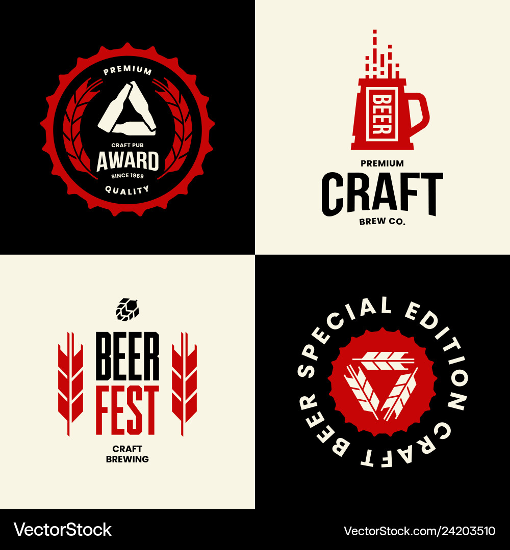 Modern craft beer drink isolated logo Royalty Free Vector