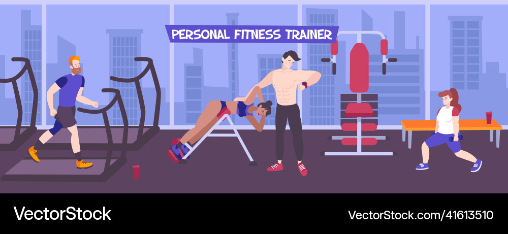 Personal fitness trainer composition Royalty Free Vector