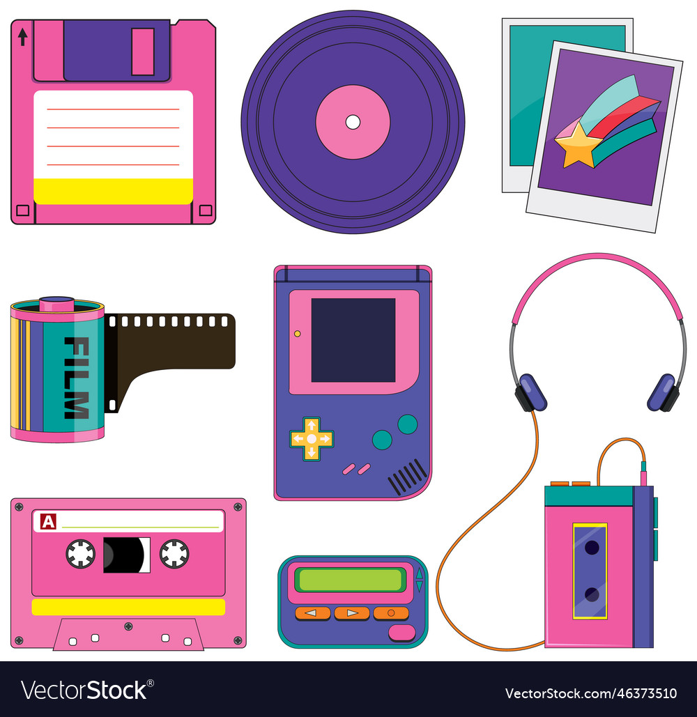 Retro objects and elements set Royalty Free Vector Image