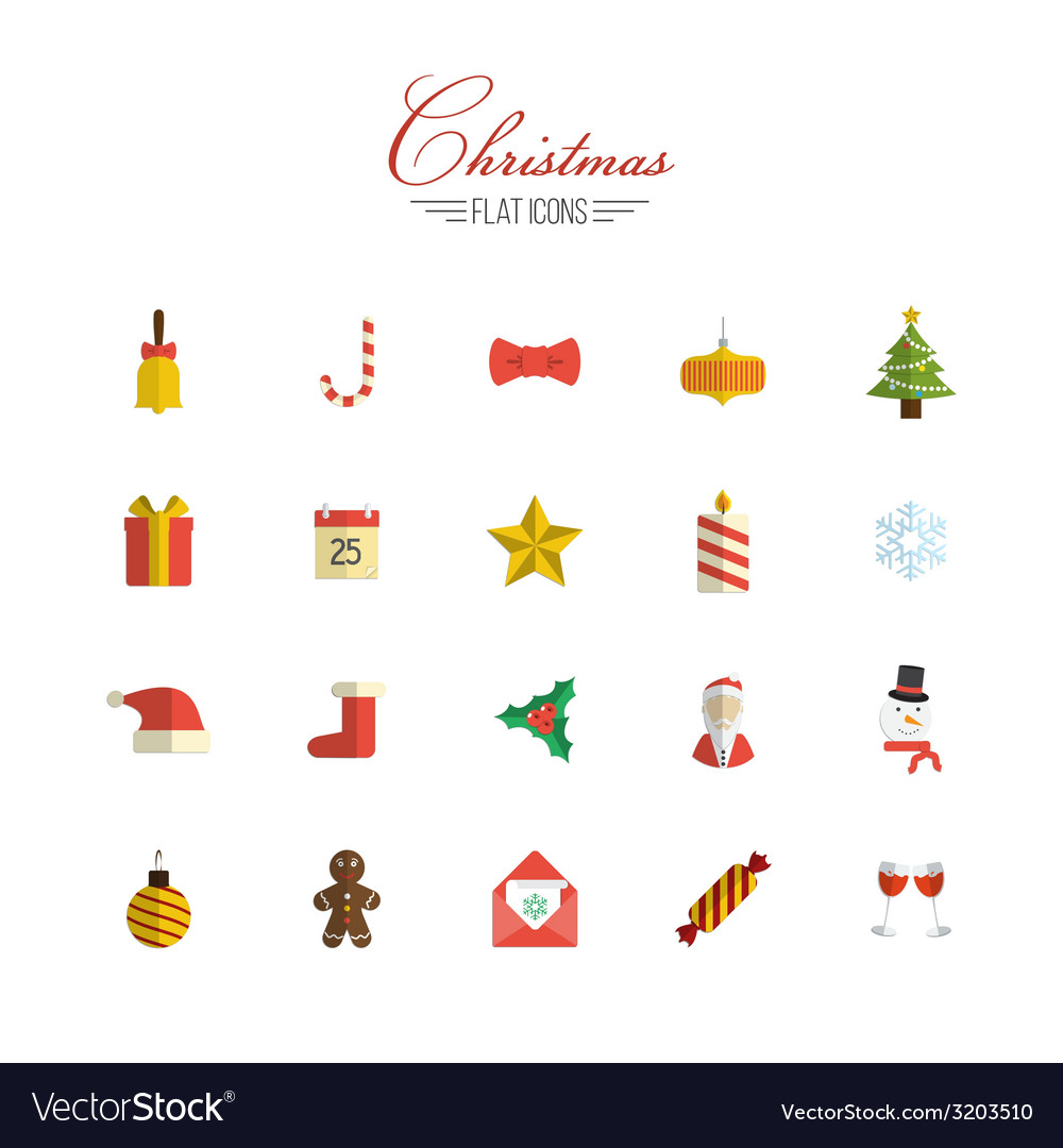 Set of flat christmas icons Royalty Free Vector Image