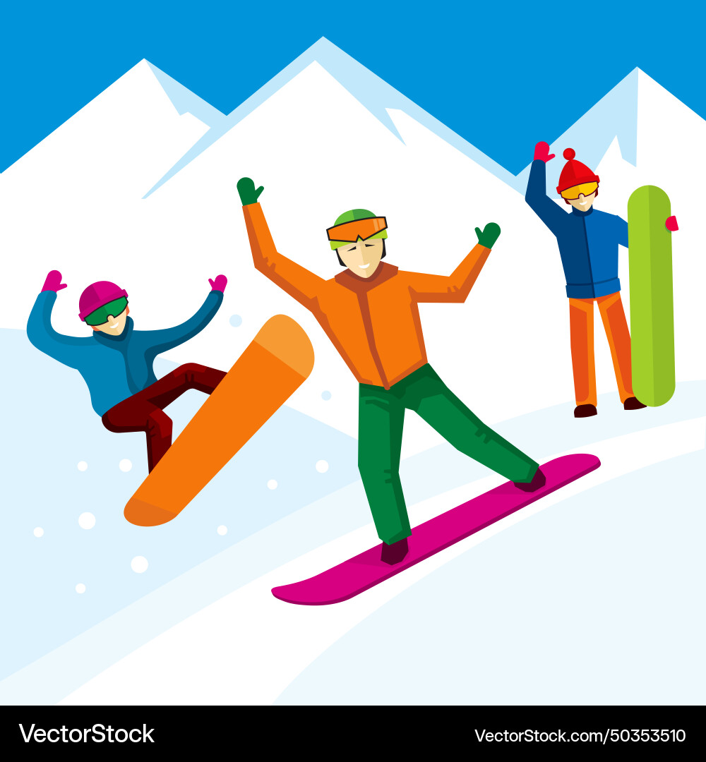 Snowboarder character in flat style Royalty Free Vector